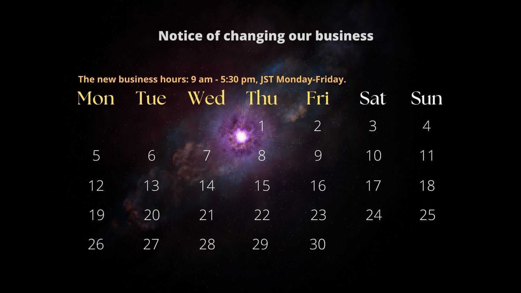 Notice of changing our business hours - DEISO